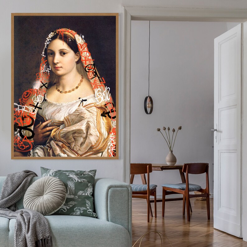 Renaissance Portrait Print, Altered Art Poster, Graffiti Art, Urban Art ...