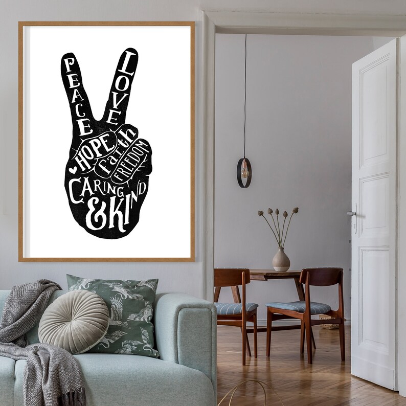 Peace Sign Art Print Peace and Love Inspirational Wall Art - Etsy