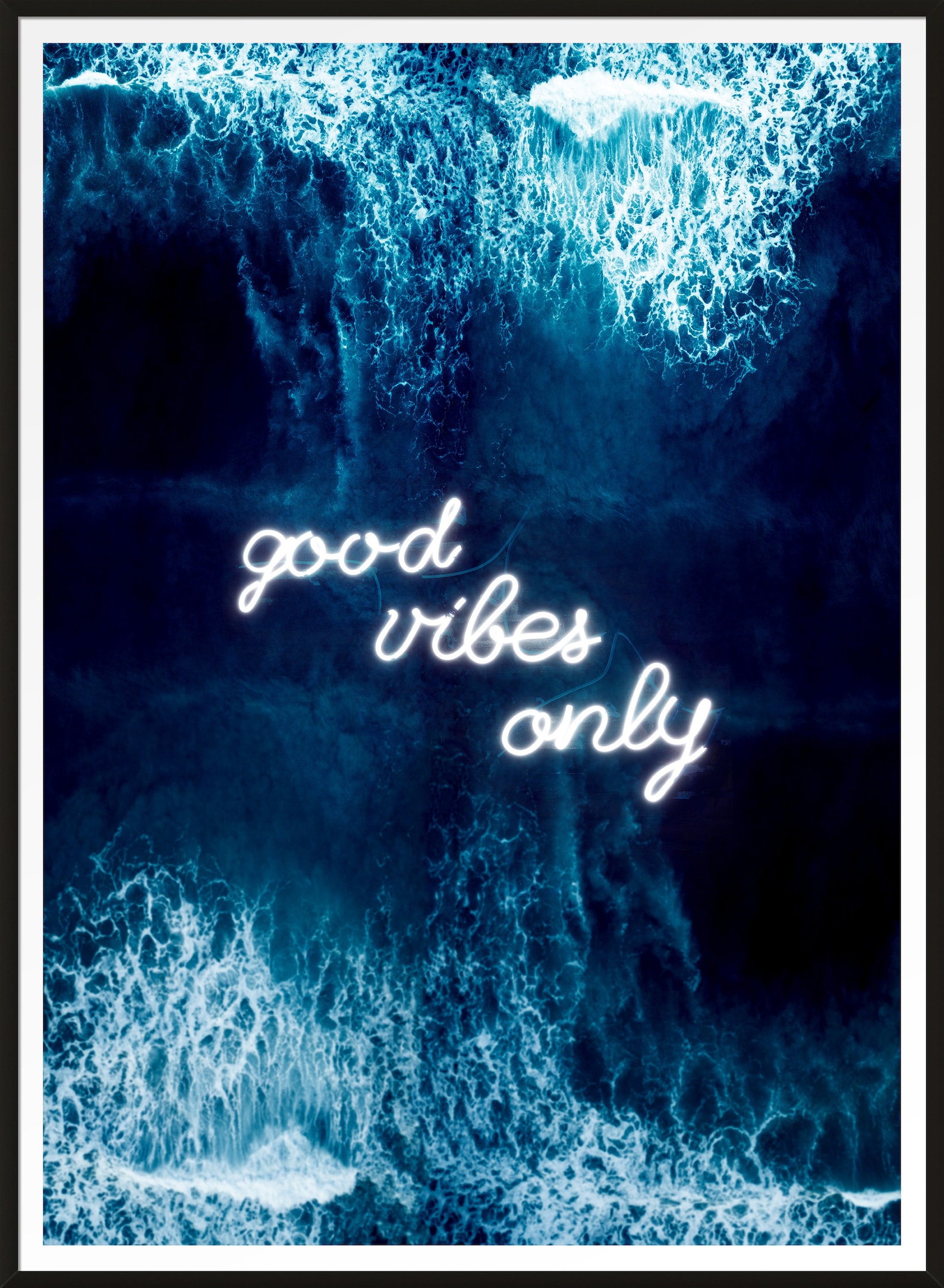 Good Vibes Only Ocean Neon Print Ocean Art Print Waves Art | Etsy