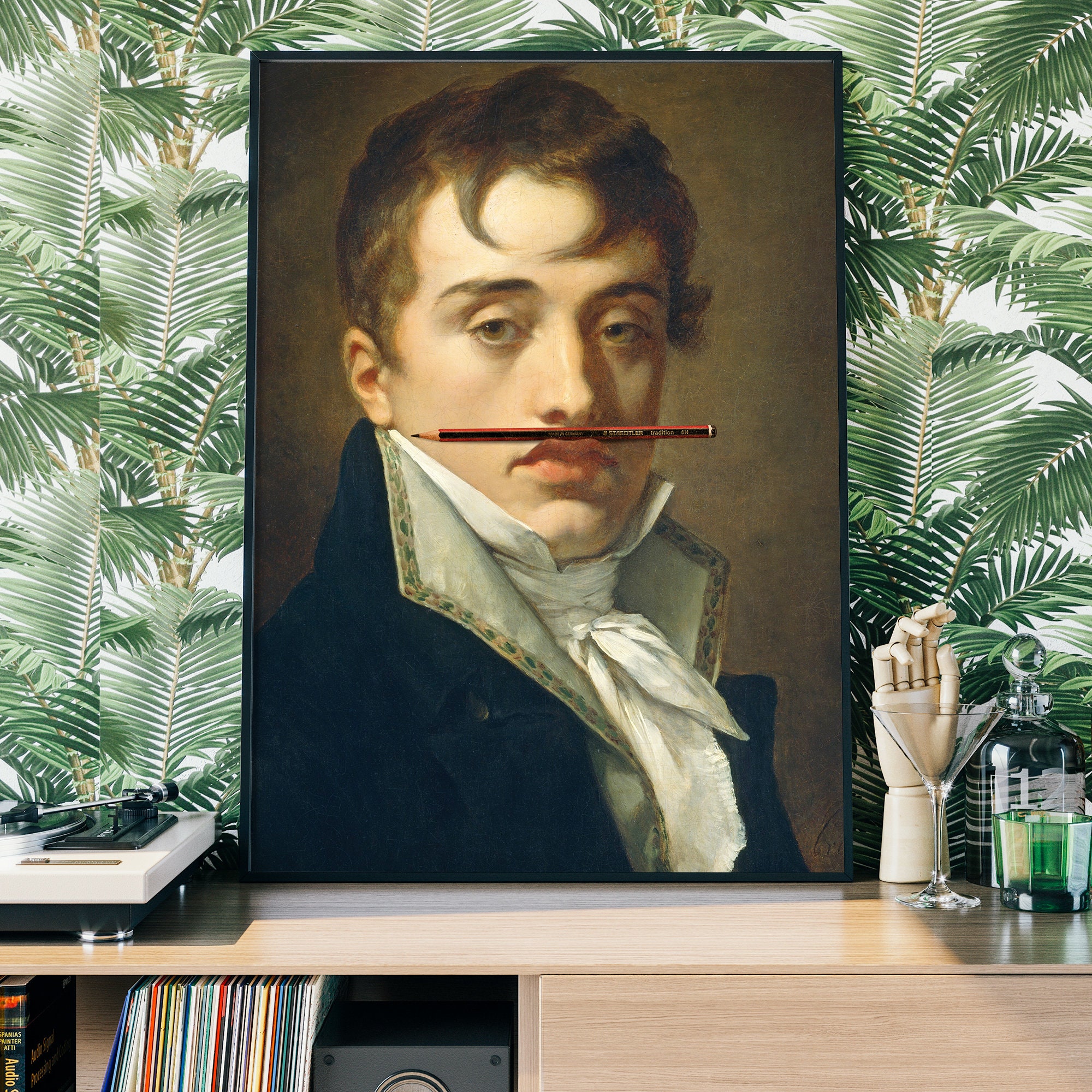 Altered Art Print – Pencil Moustache Renaissance Portrait Painting ...