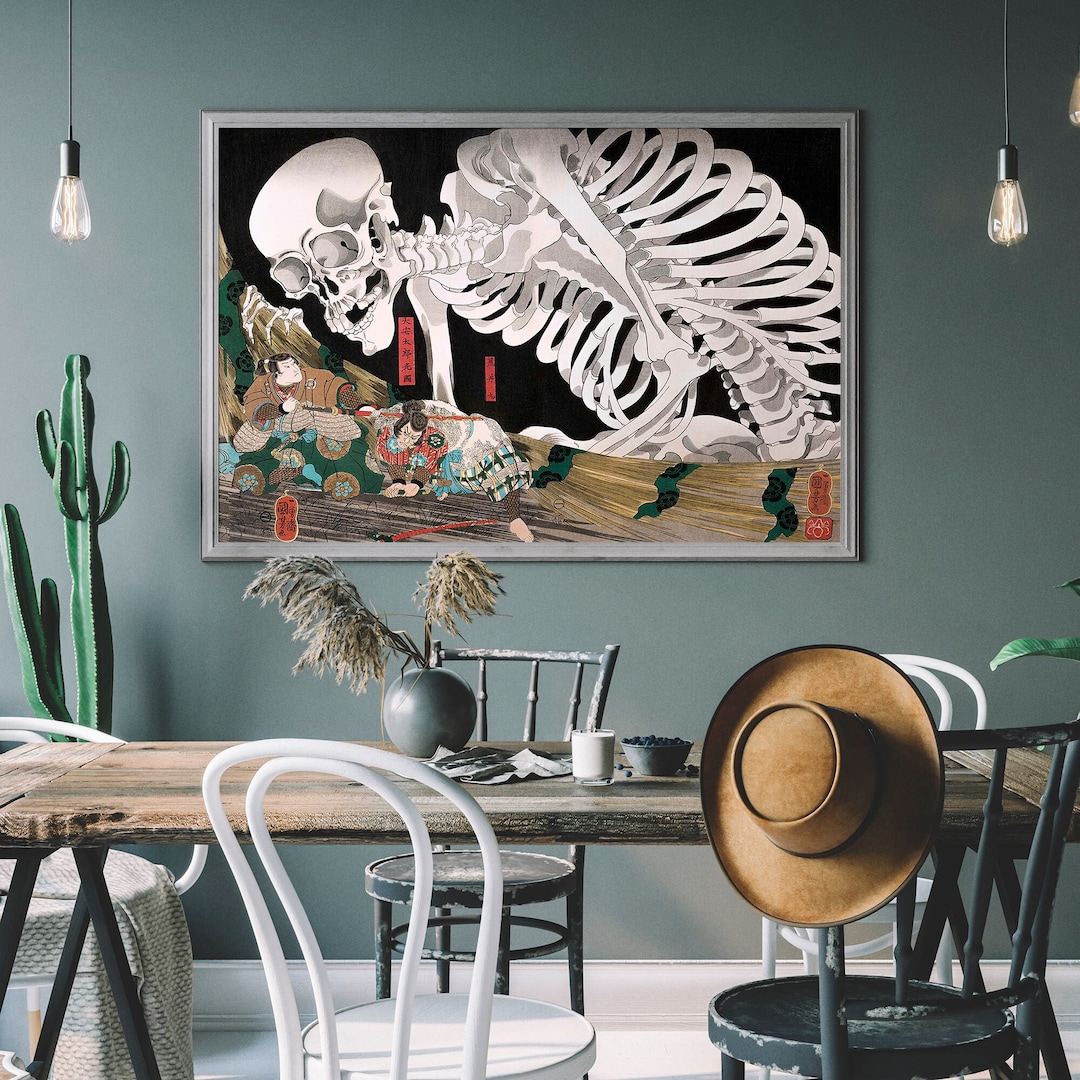 Vintage Japanese Skeleton Art Print by Utagawa Kuniyoshi, Antique ...