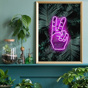 Peace Sign Neon Art Print – Peace and Love, Inspirational Wall Art ...