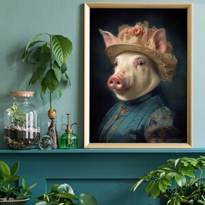 Pig Vintage Portrait Art Print – Renaissance Animal Painting, Altered ...