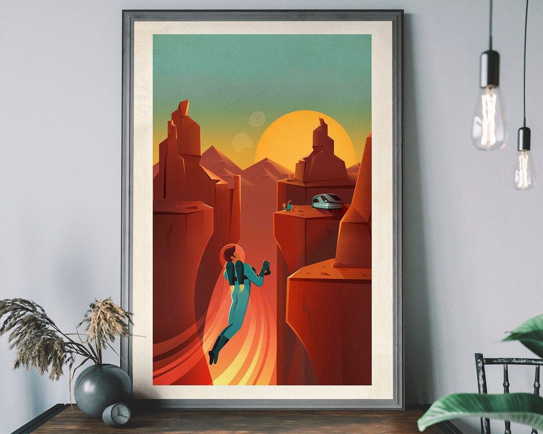 Spacex Retro Wall Art, Sci-fi Art Print, Astronaut Prints, Space ...
