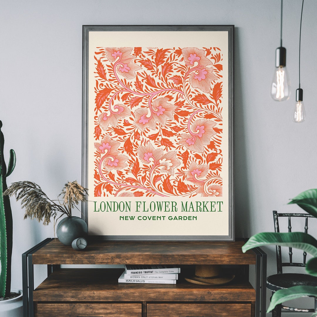 London Flower Market Print, Covent Garden Flower Market, Retro Floral ...