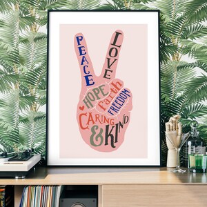 Peace Sign Art Print, Peace and Love, Inspirational Wall Art ...