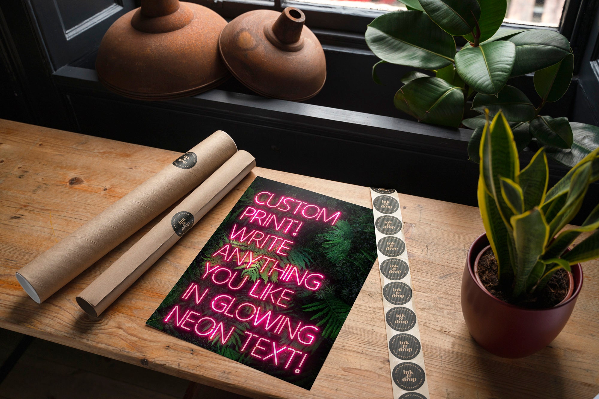 Personalised Pink Neon Art Print Create Your Own Print | Etsy