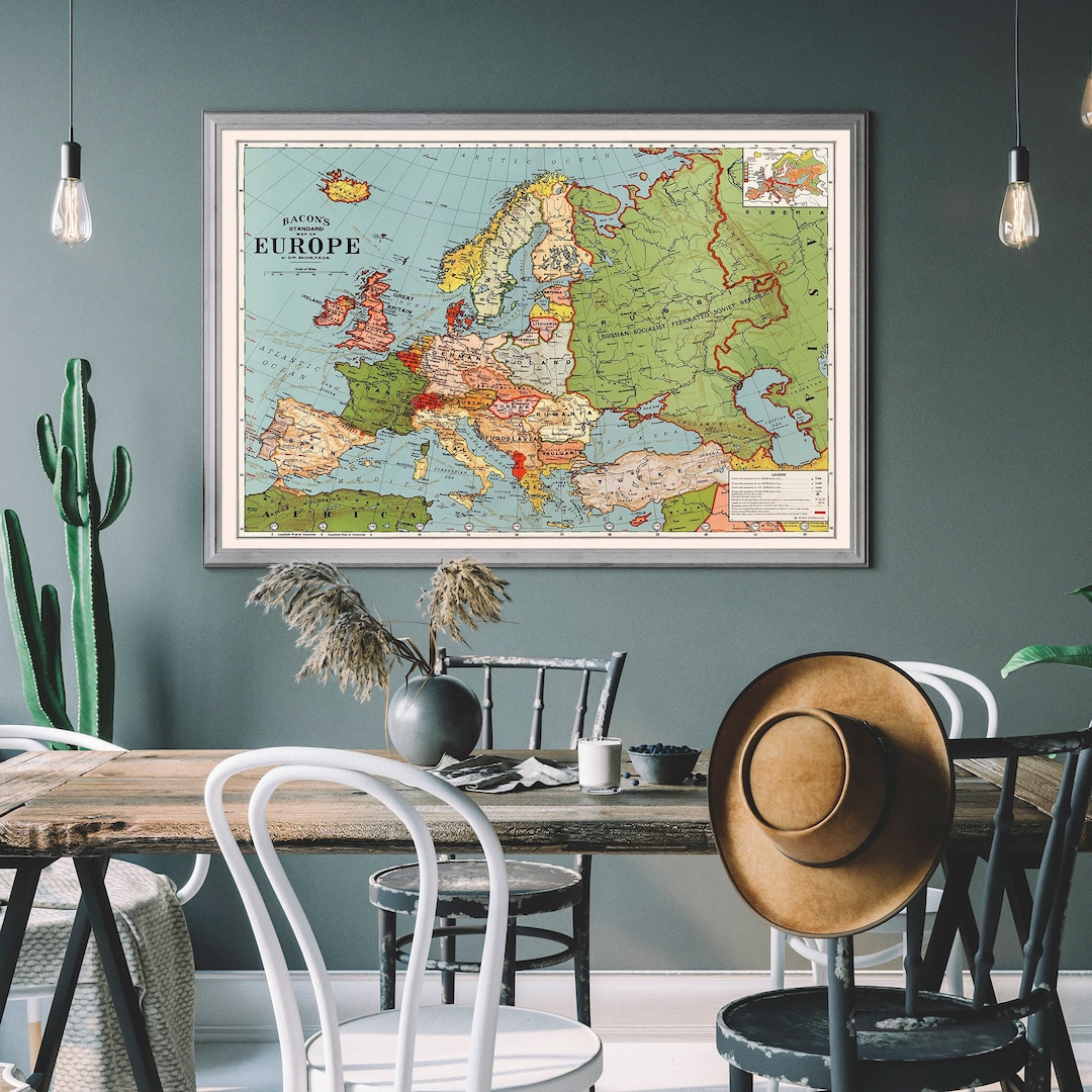 Vintage Europe Map, Antique Map Illustration, Vintage Travel Poster ...