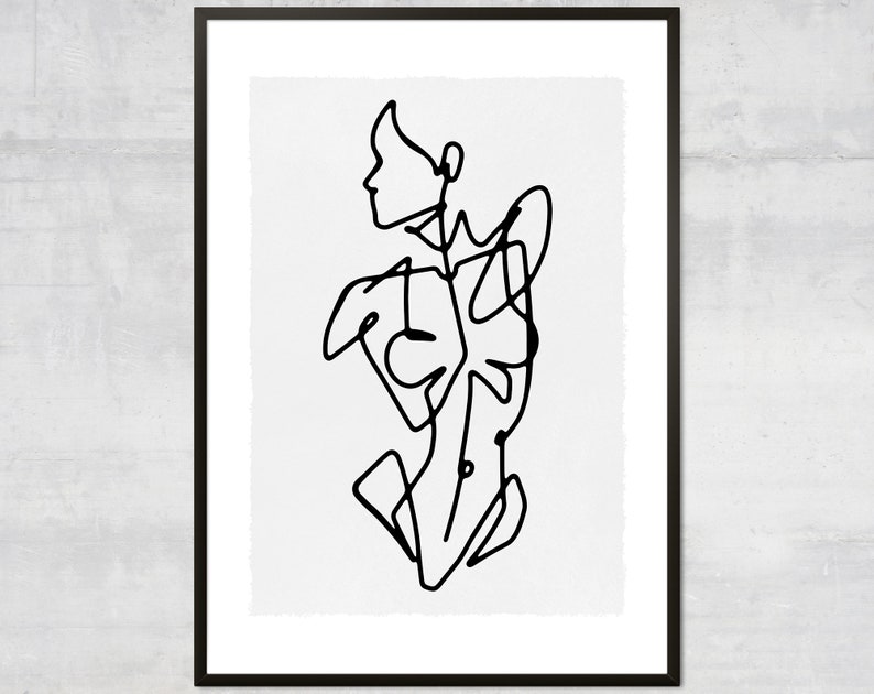 Female Body Line Art Print, Line Art Wall Prints Woman, Minimalist Boho ...