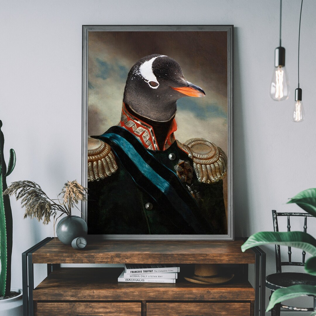 Penguin Portrait Print — Renaissance Victorian Altered Art - Etsy