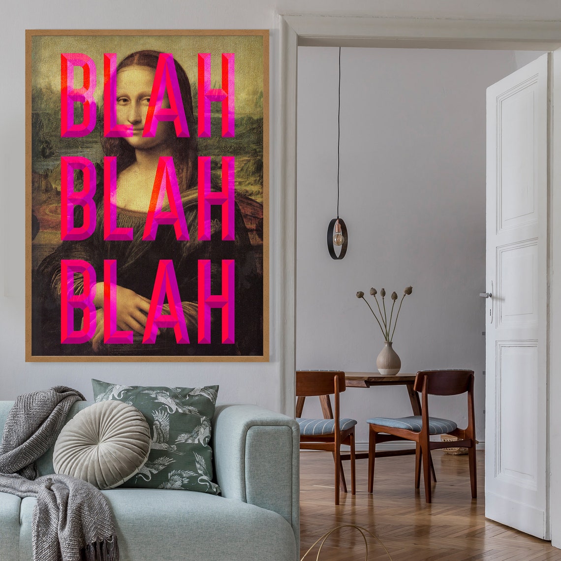 Blah Blah Blah Pink Art Print Mona Lisa Wall Art Leonardo Da | Etsy
