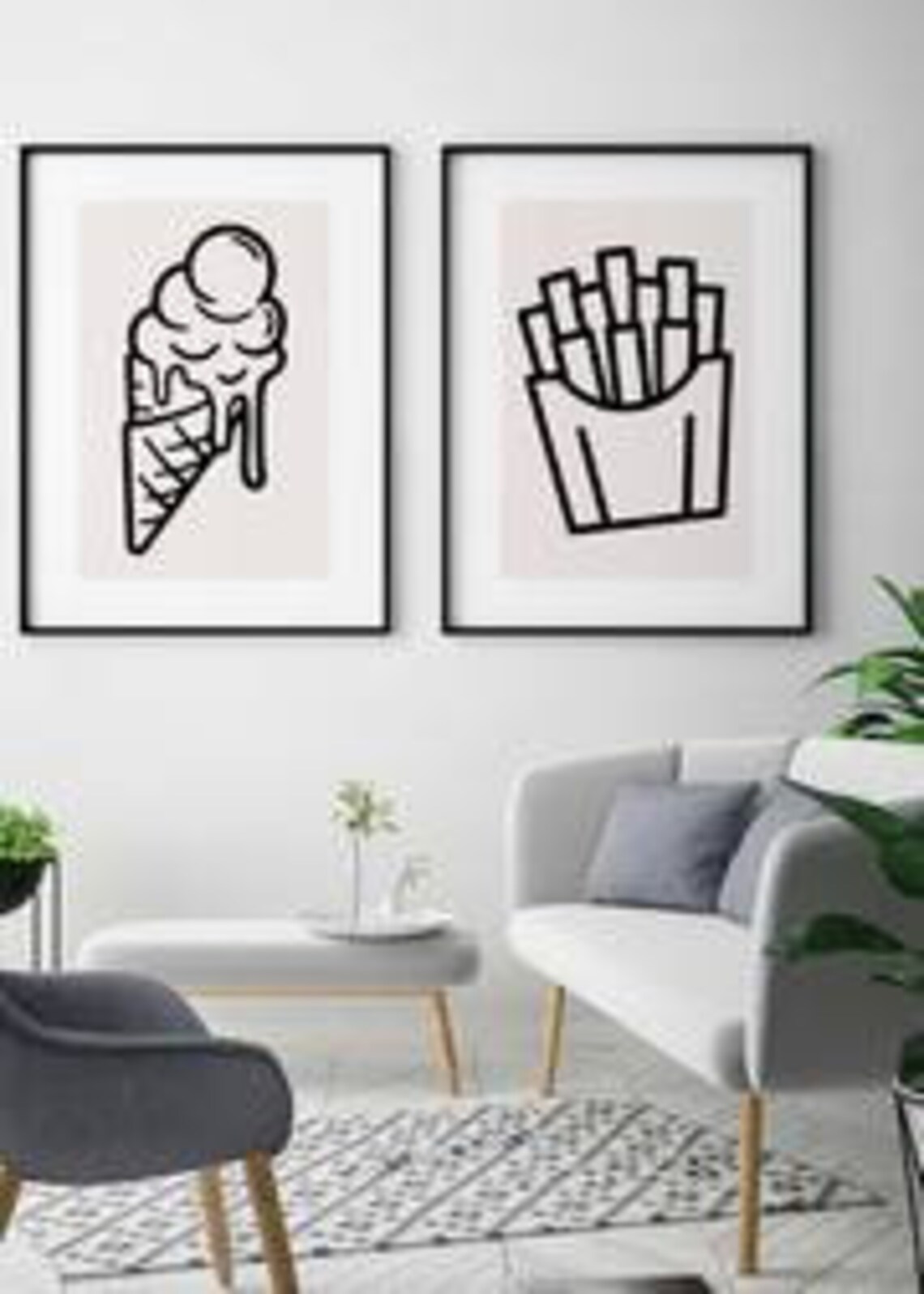 French Fries Art Fast Food Art Minimalist Bohemian Decor - Etsy