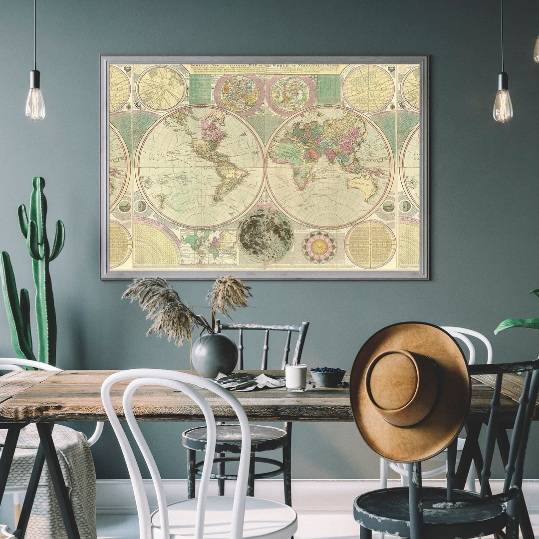 Vintage World Map Print – Old World Map Poster, Antique Travel Art ...