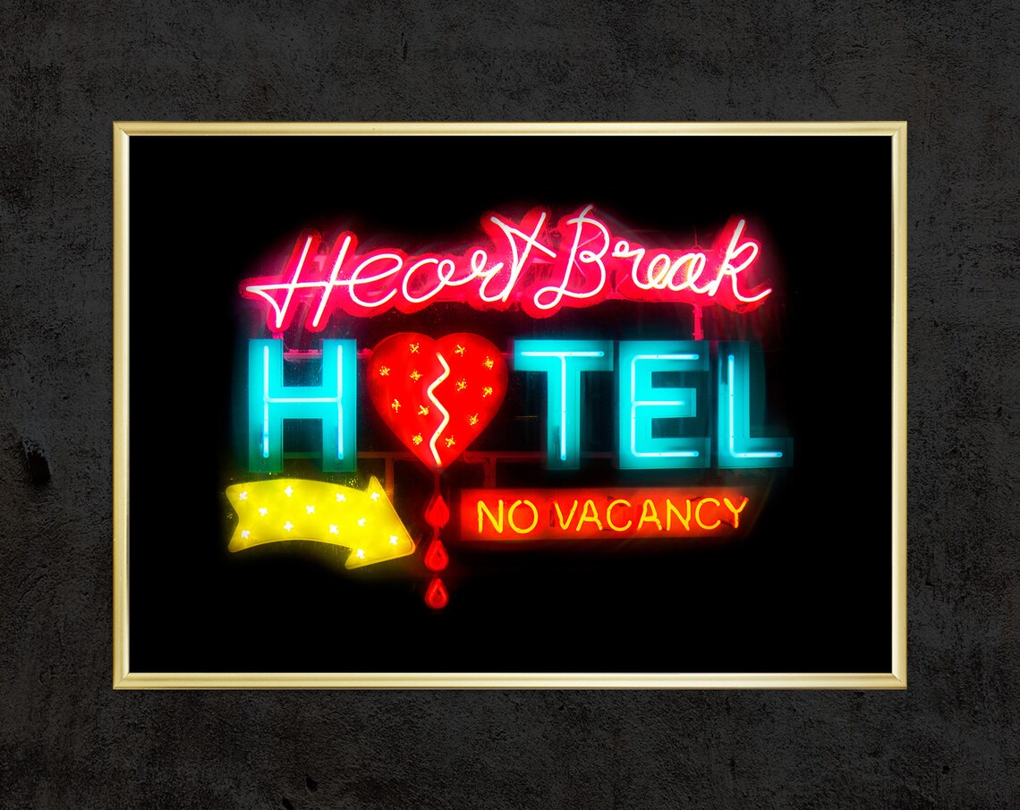 Heart Break Hotel Neon Print – Vintage Style Neon, Las Vegas Neon Art ...