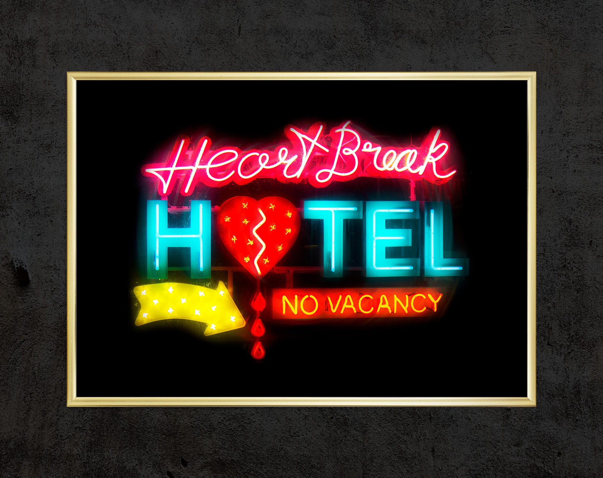 Heart Break Hotel Neon Print – Vintage Style Neon, Las Vegas Neon Art ...
