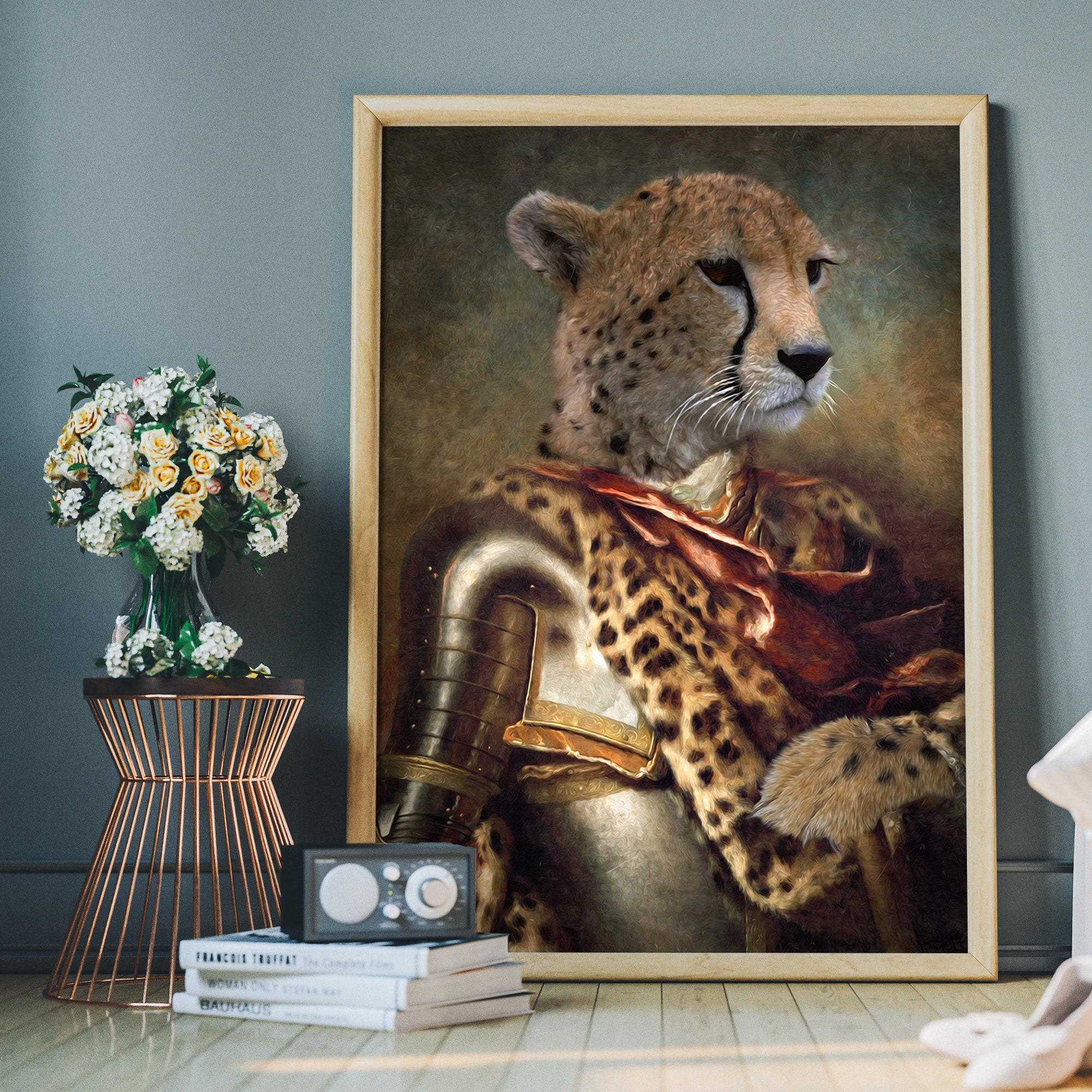 Victorian Cheetah Portrait – Renaissance Animal Painting, Altered Tiger ...