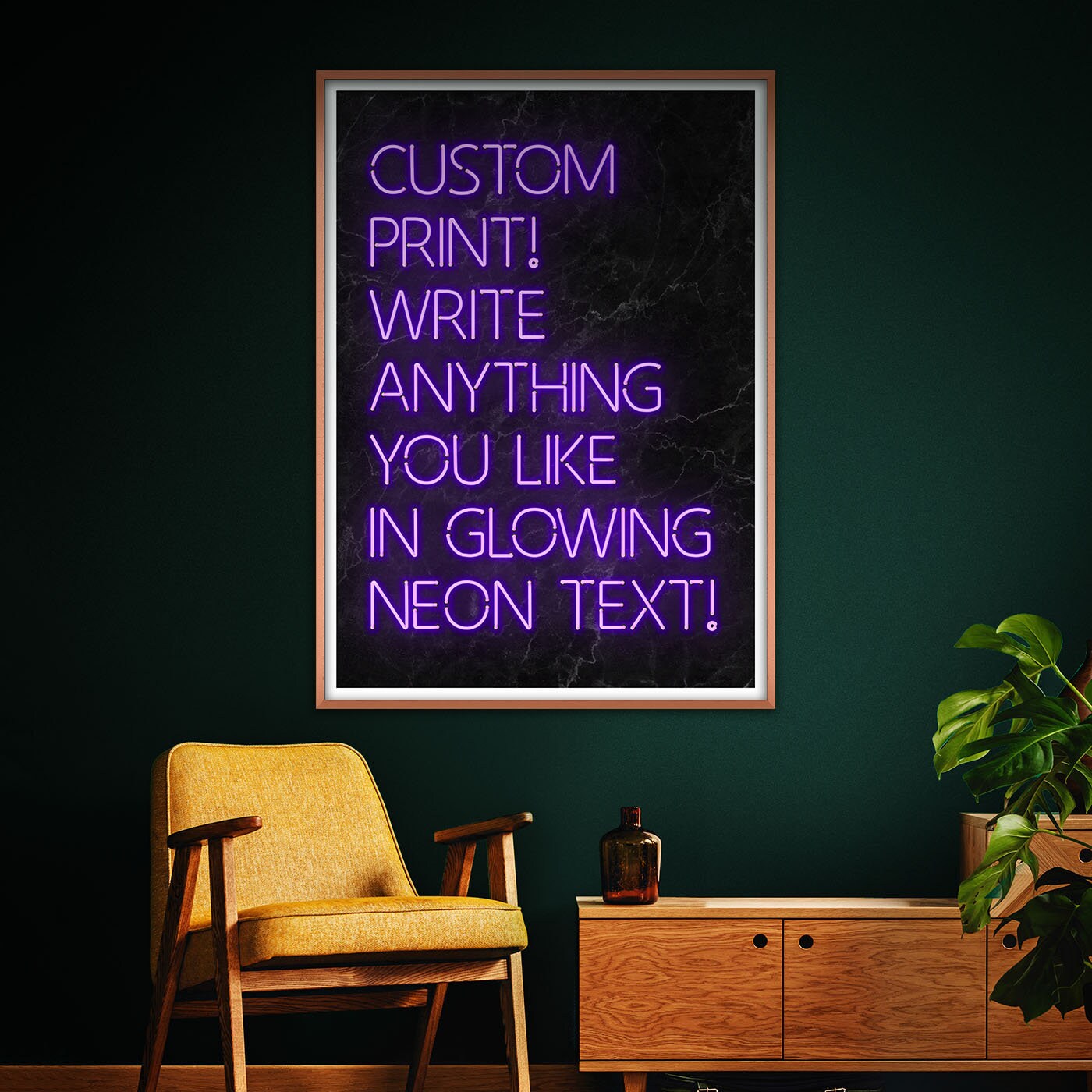 Customisable Purple Neon Art Poster Quote Print Customisable - Etsy