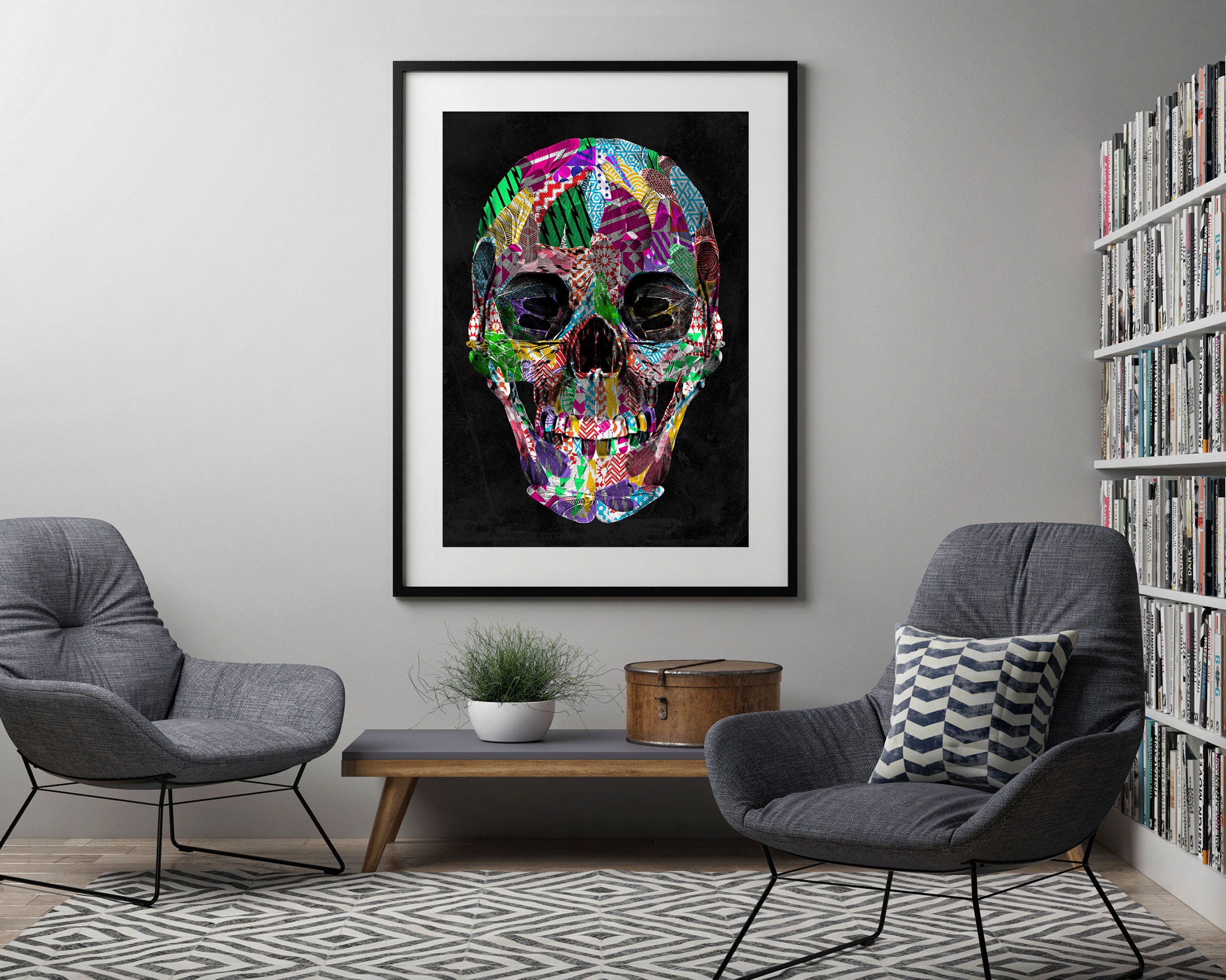 Geometric Pattern Skull Print Geometric skull art skull wall | Etsy