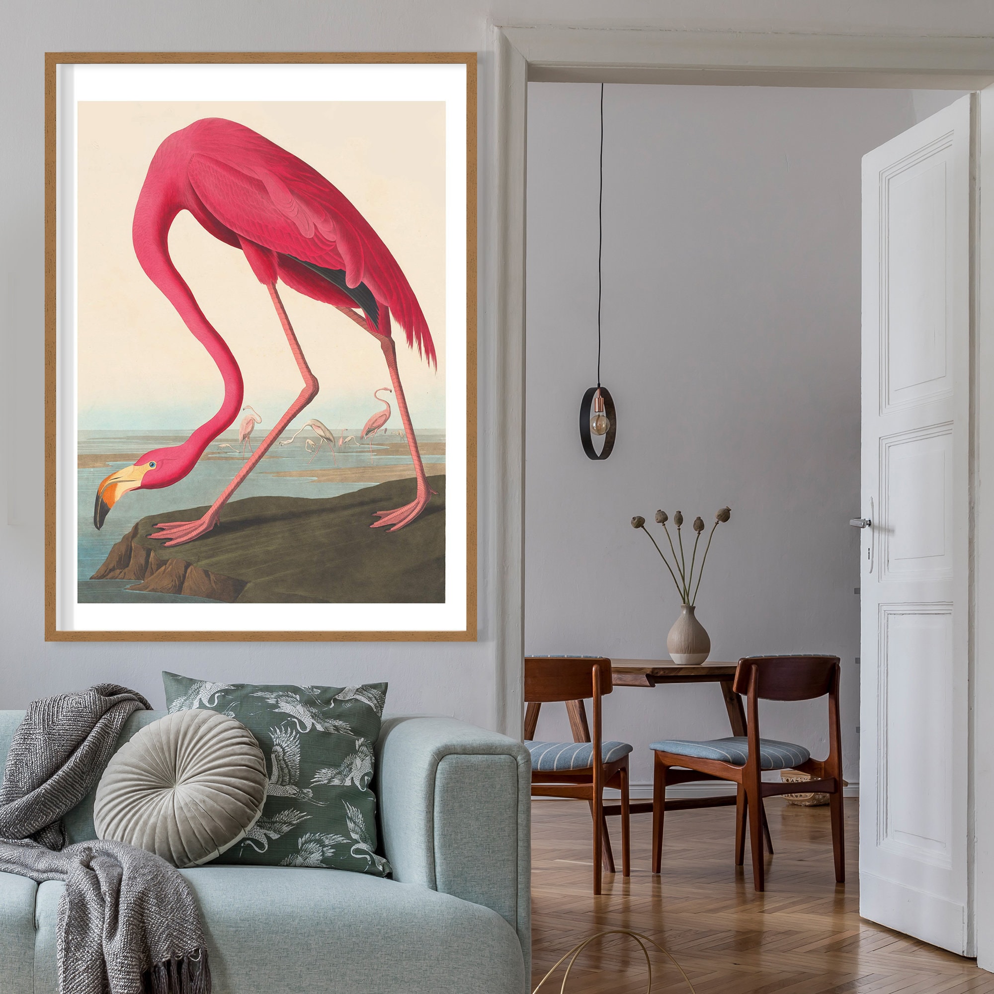 Pink Flamingo Vintage Art Print Birds of America Decor - Etsy UK