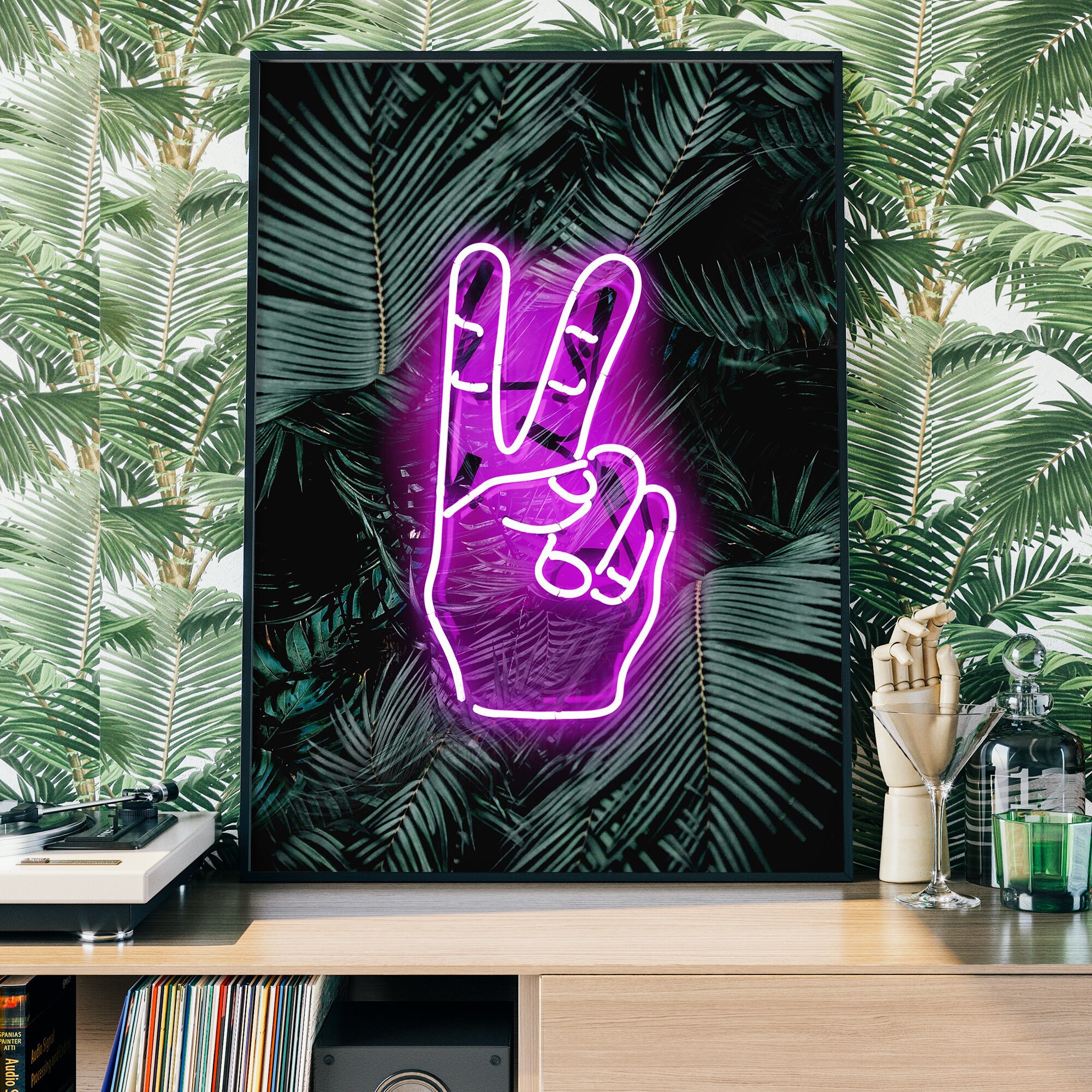 Peace Sign Neon Art Print – Peace and Love, Inspirational Wall Art ...