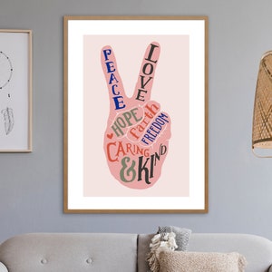 Peace Sign Art Print, Peace and Love, Inspirational Wall Art ...