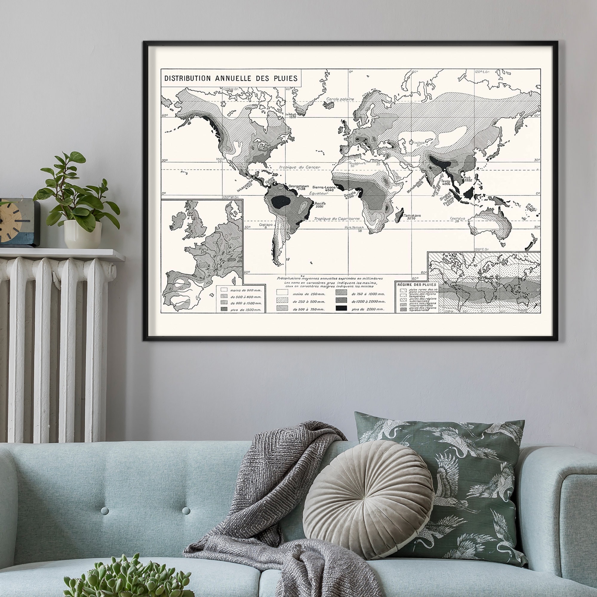 Vintage World Map Antique Map Illustration Weather Chart - Etsy
