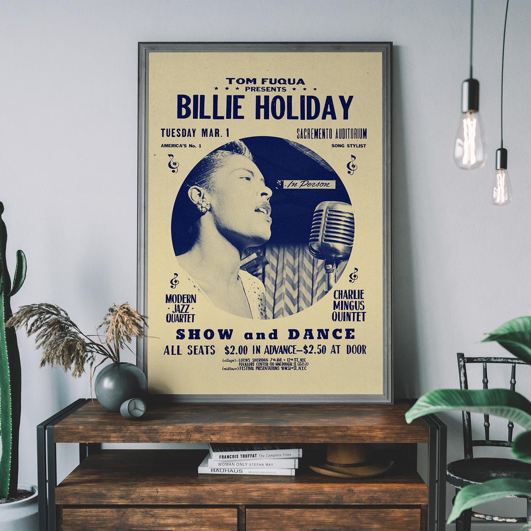 Vintage Billie Holiday Jazz Poster, Music Quote, Typography Wall Decor ...