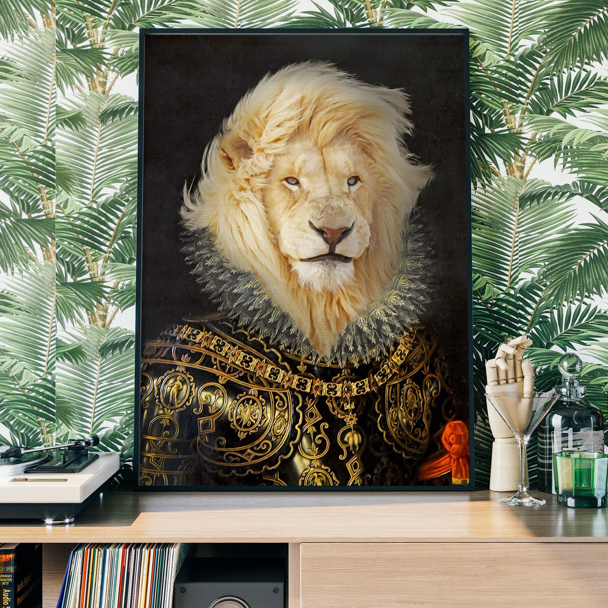 Lion Vintage Portrait, Renaissance Animal Painting, Altered Art Print ...