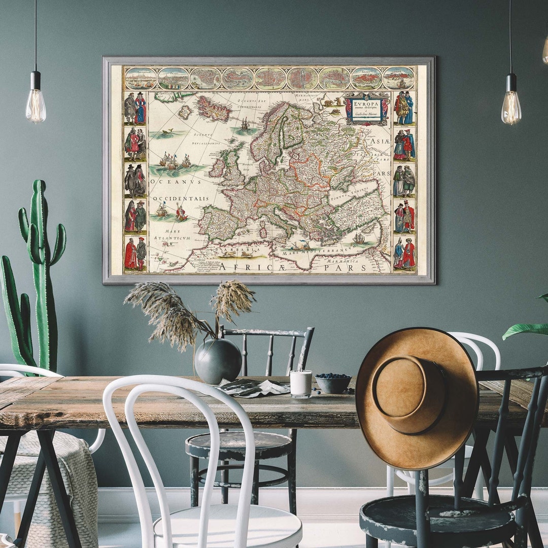 Vintage Europe Map, Antique Map Illustration, Historical Map Art Print ...