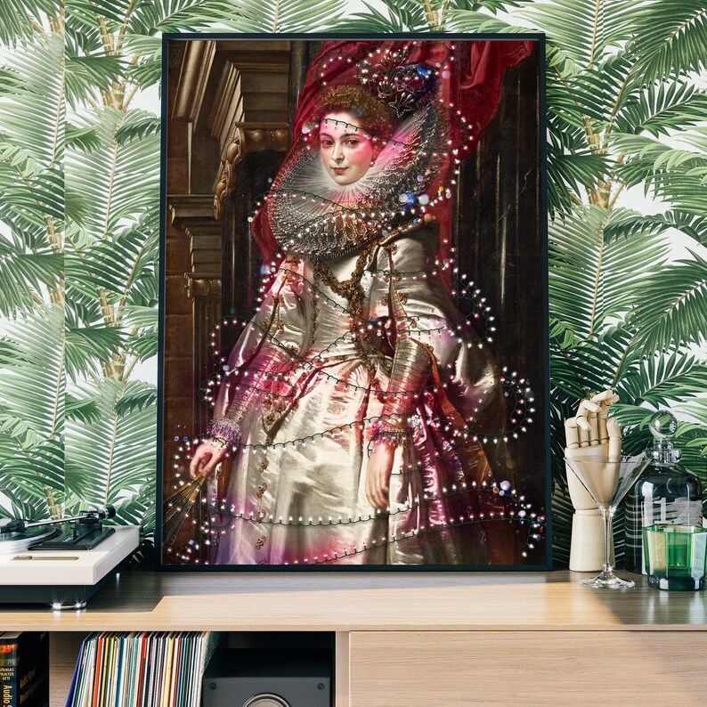 Altered Art Victorian Portrait Art Print Fairy Lights Poster - Etsy