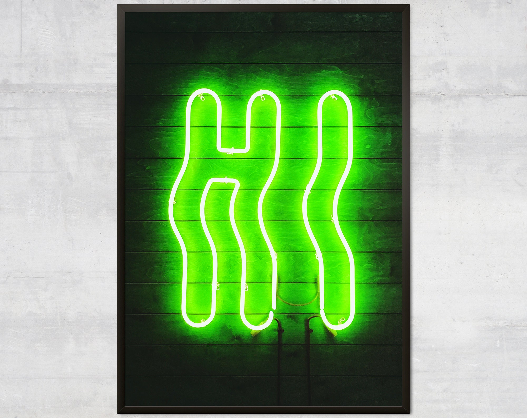 Hello Art Print Welcome Wall Art Green Neon Art Print - Etsy