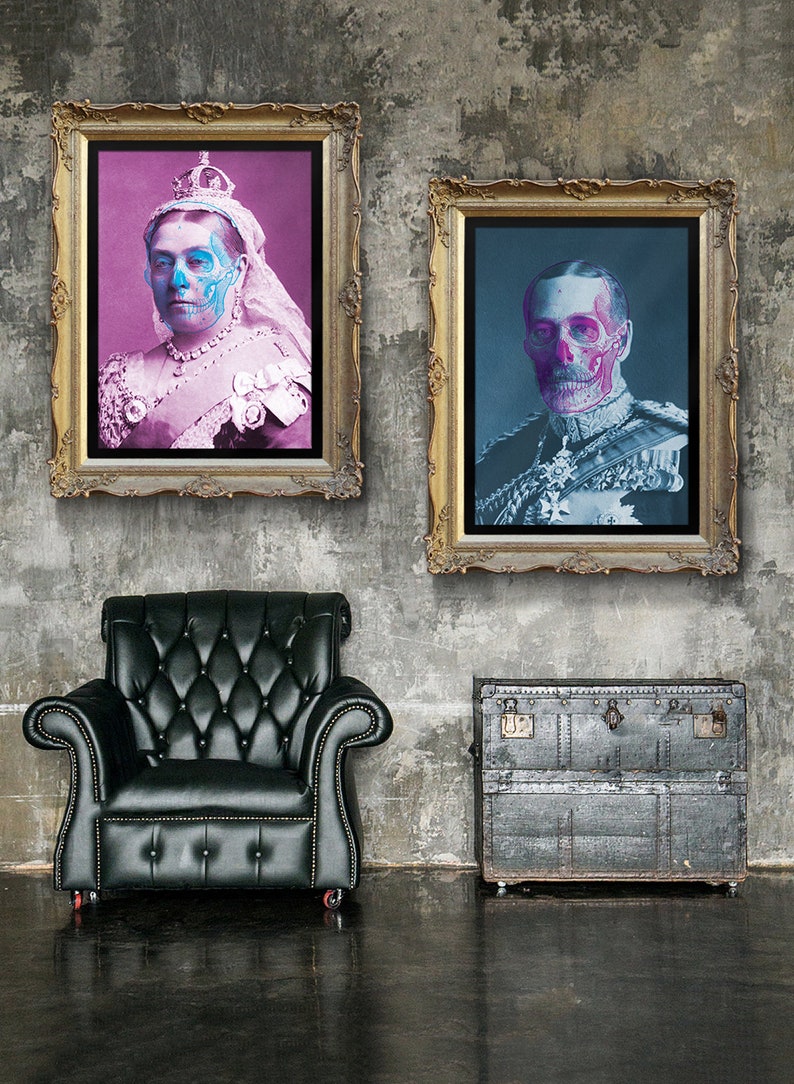 King George Art Print Vintage Abstract Skull Print Royal - Etsy UK