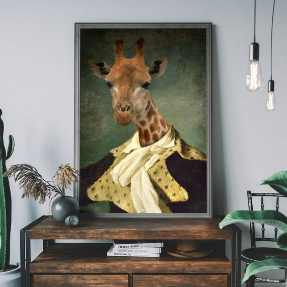 Giraffe Portrait Renaissance Animal Painting Altered Art | Etsy