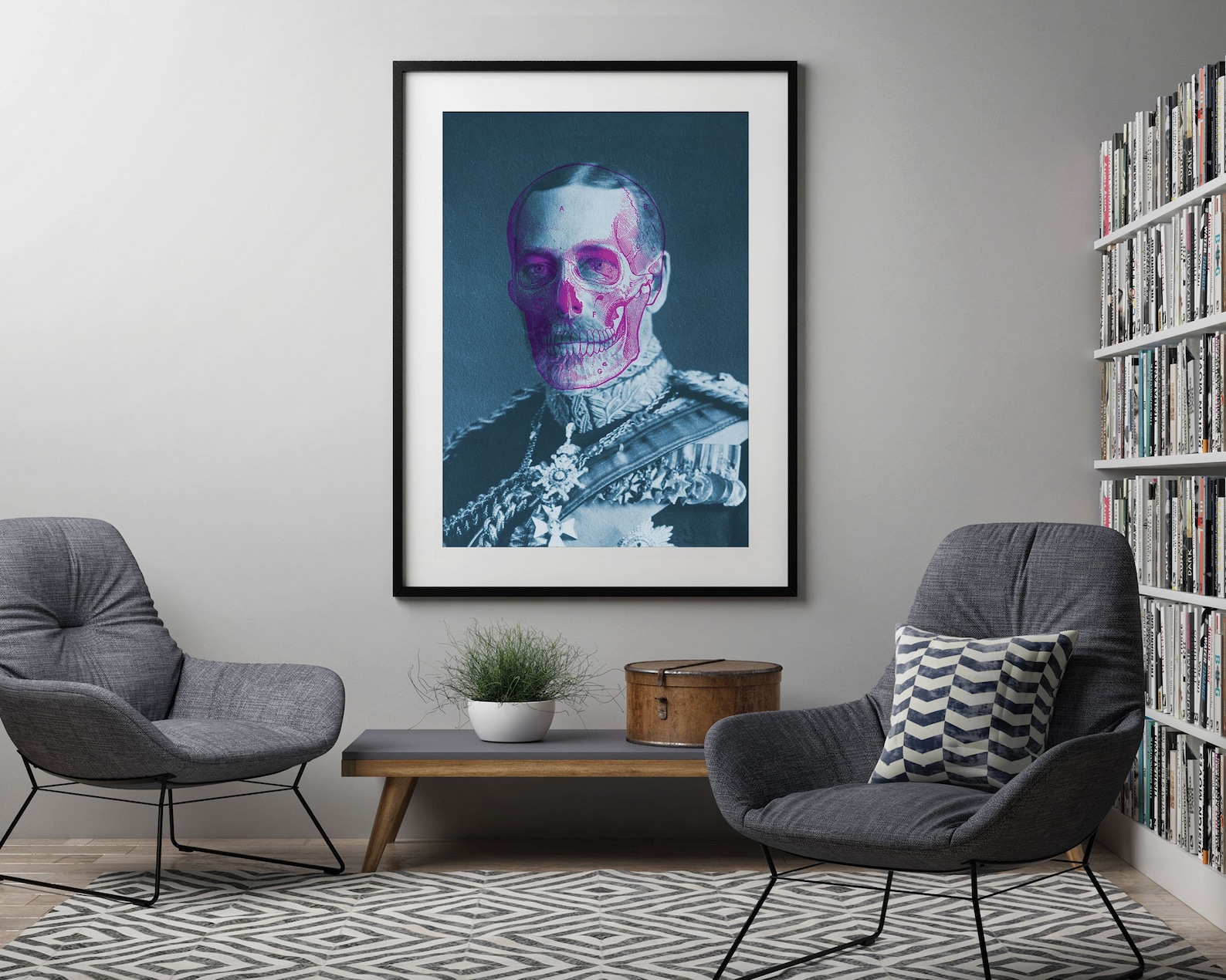 King George Art Print Vintage Abstract Skull Print Royal - Etsy