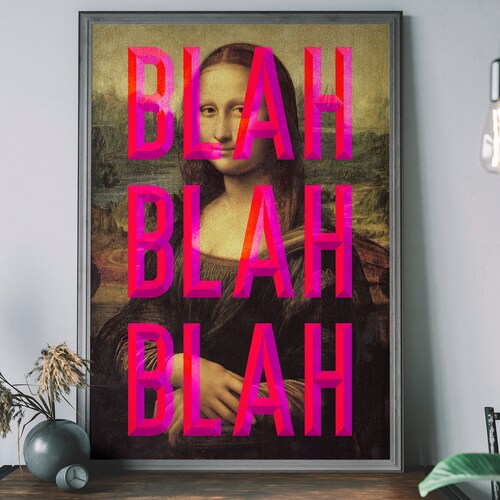 Mona Lisa Reproduction Wall Art Da Vinci Poster Neon Altered Etsy