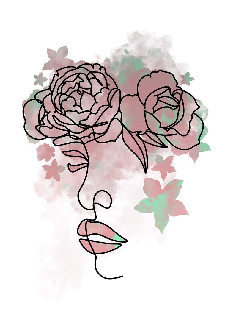 Feminine Line Art Print – Roses Art Print, Minimal Flower Art ...