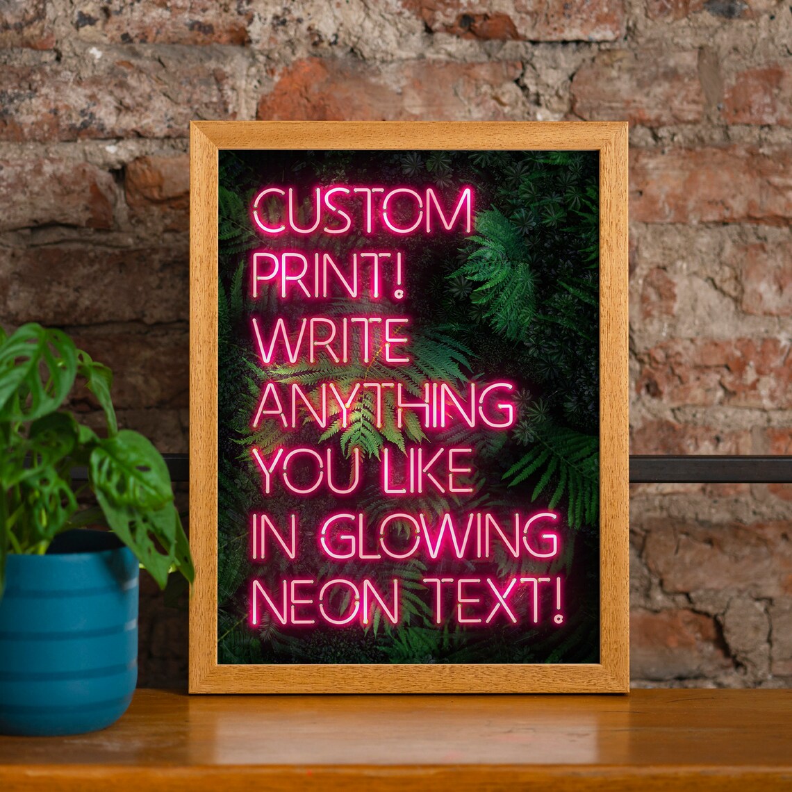 Personalised Pink Neon Art Print Create Your Own Print | Etsy