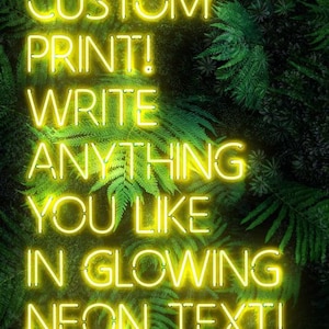Personalised Yellow Neon Art Print, Quote Print, Custom Floral Art ...