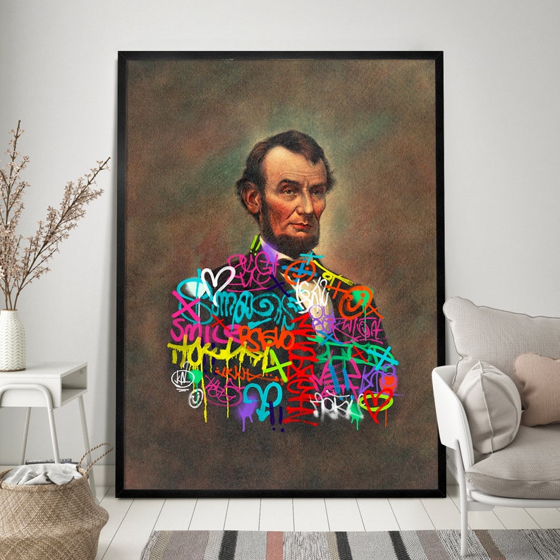 Abraham Lincoln Graffiti Art Print: Funny Altered Portrait - Etsy