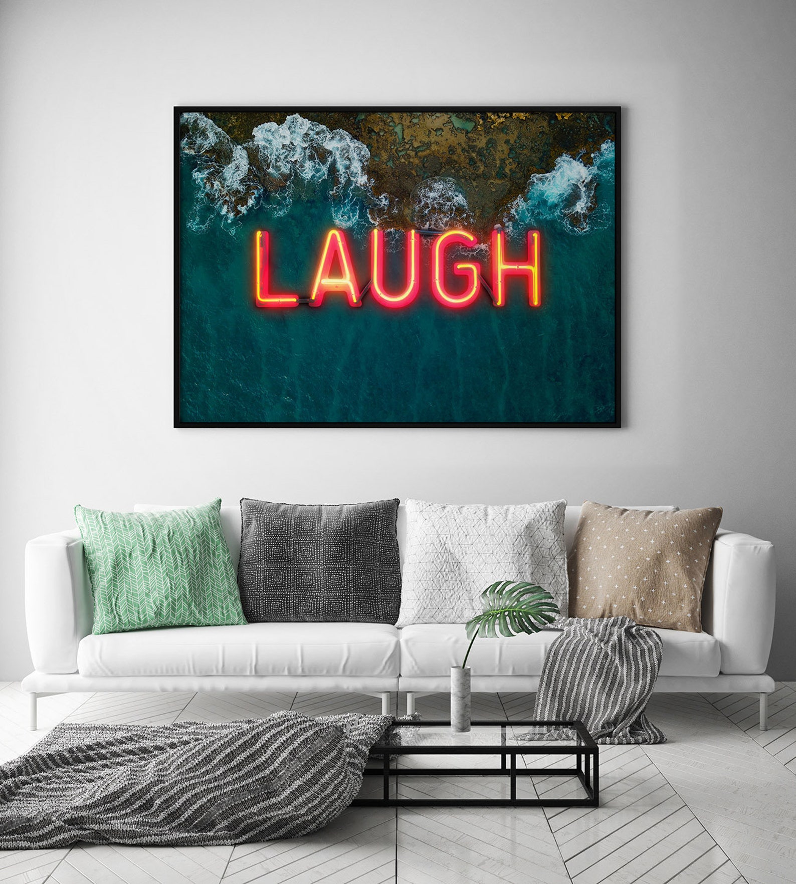 Laugh Neon Ocean Print Neon Art Poster Neon Sign Art Beach - Etsy