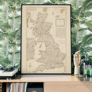 Vintage Great Britain Map Print – Historical UK Art, Antique Geography ...