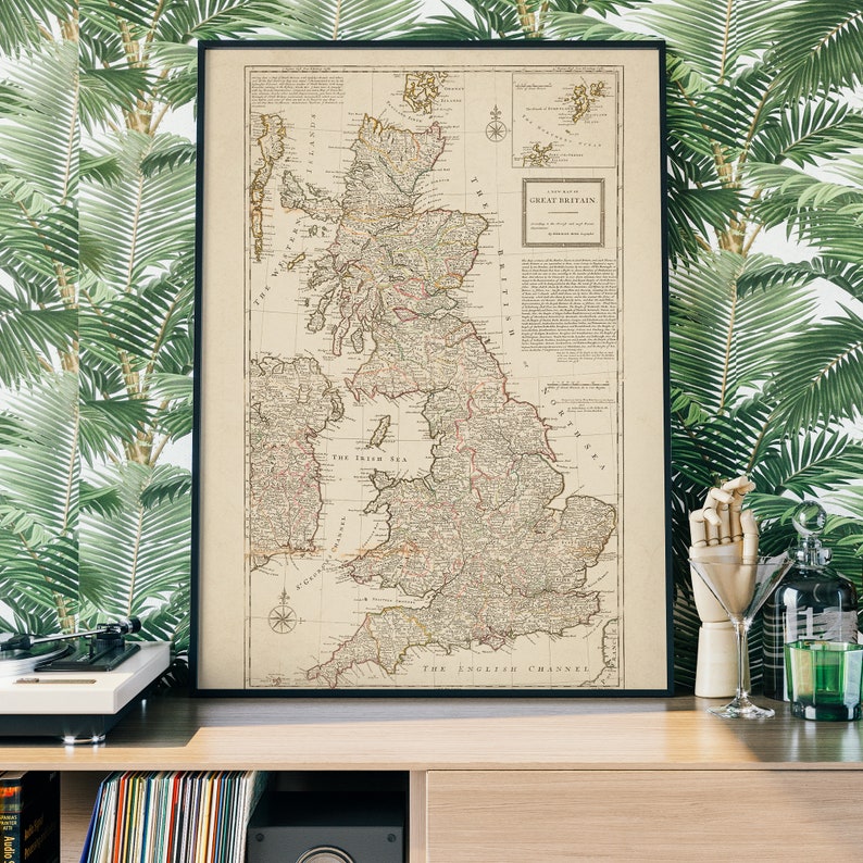 Vintage Great Britain Map Historical UK Map Art Print - Etsy
