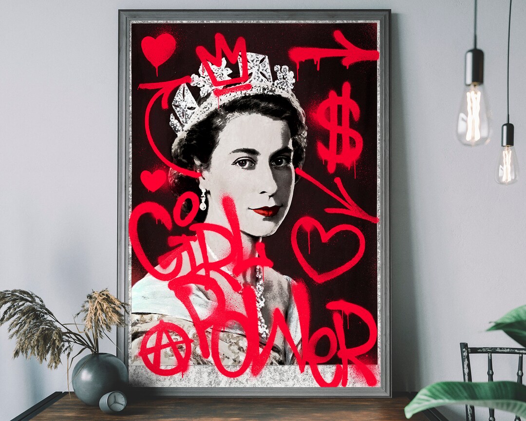 Girl Power – Queen Elizabeth Jubilee Print, Spray Paint Wall Art, Urban ...