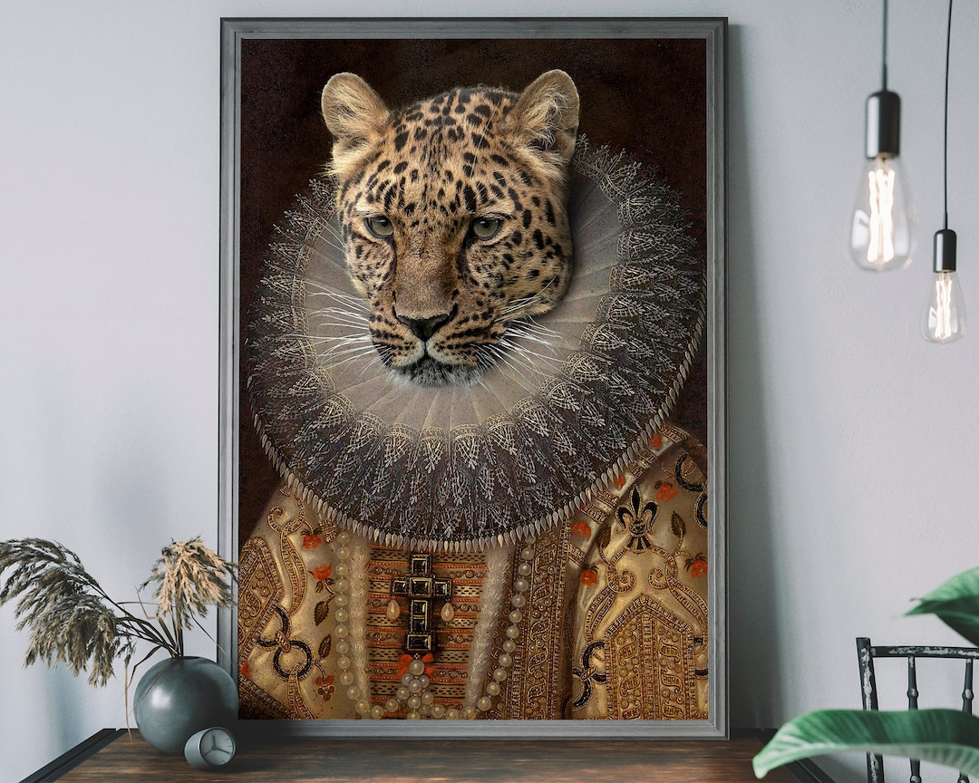 Renaissance Animal Painting, Altered Art Leopard Print, Victorian ...