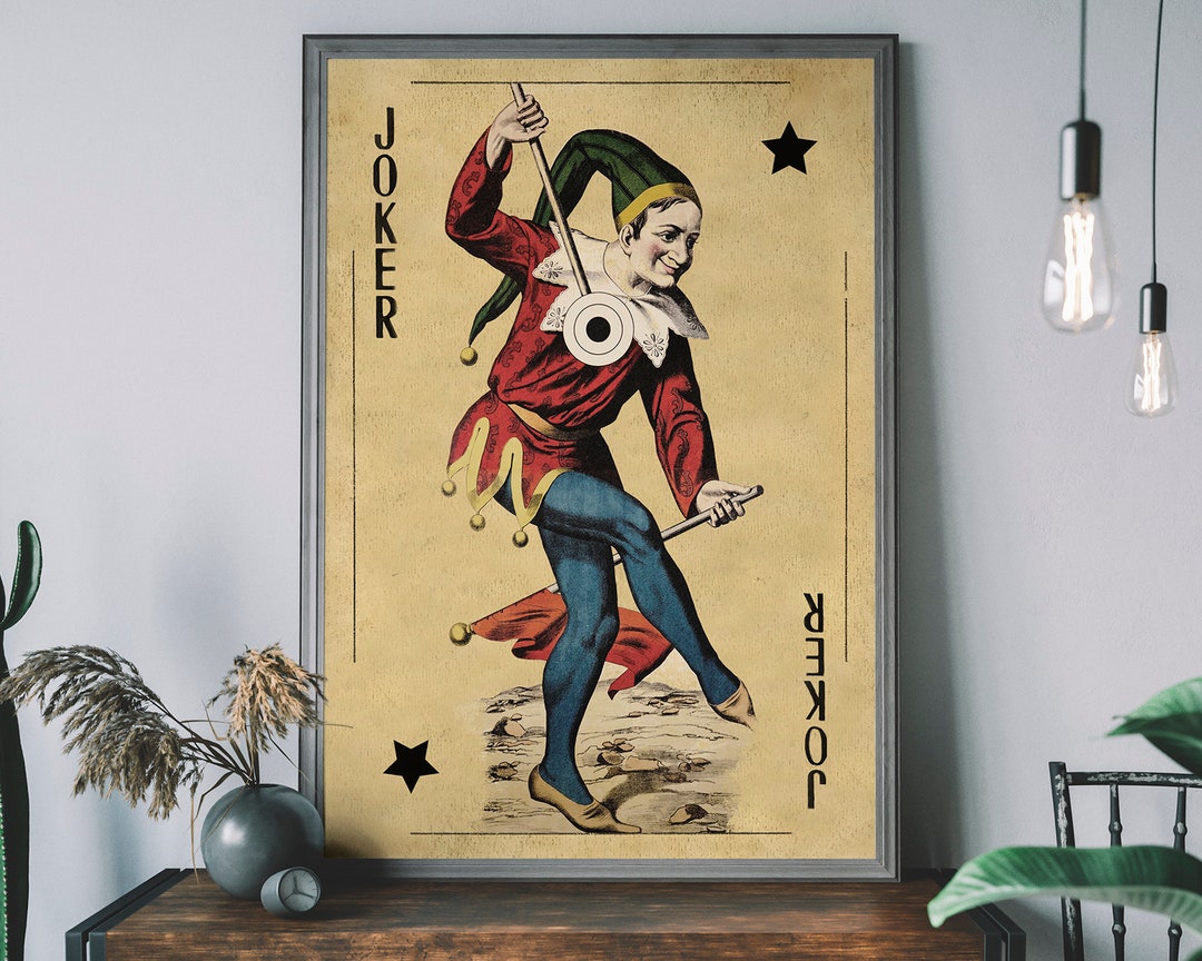 Joker Playing Card Art Print – Retro Wall Art, Rustic Home Decor, Game ...