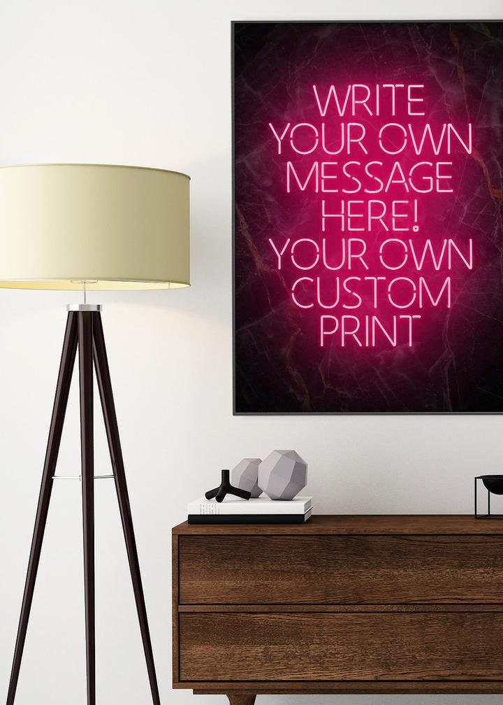 Customisable Red Neon Art Poster Valentines Gift Red Neon | Etsy