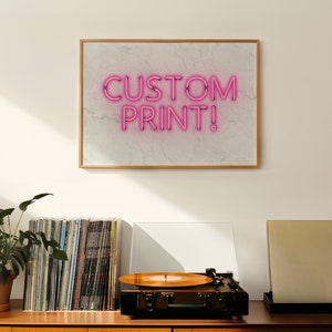 Personalised Pink Neon Art Print, Quote Print, Custom Text Art Print ...