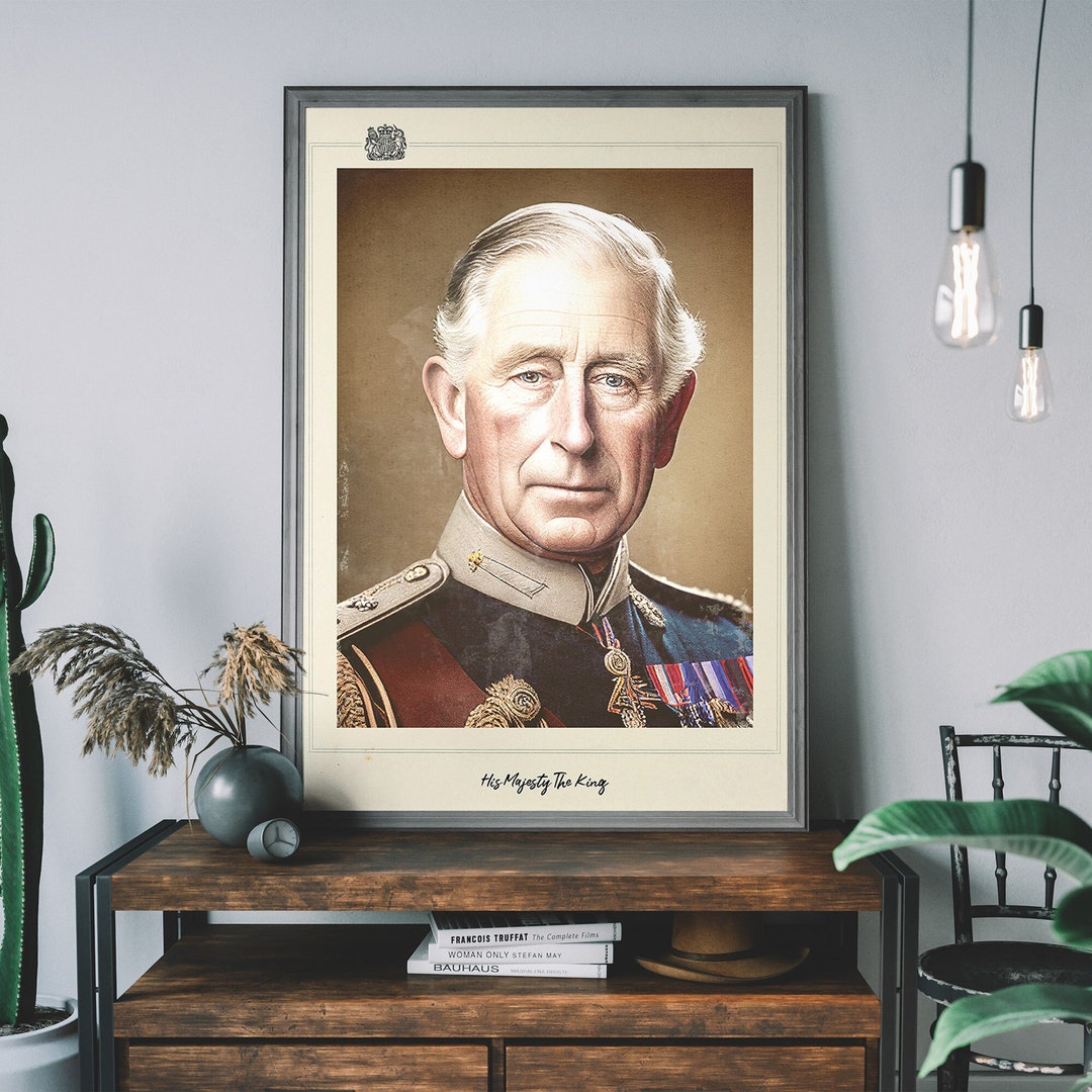 Vintage King Charles Iii's Portrait, Coronation Art Print, British ...