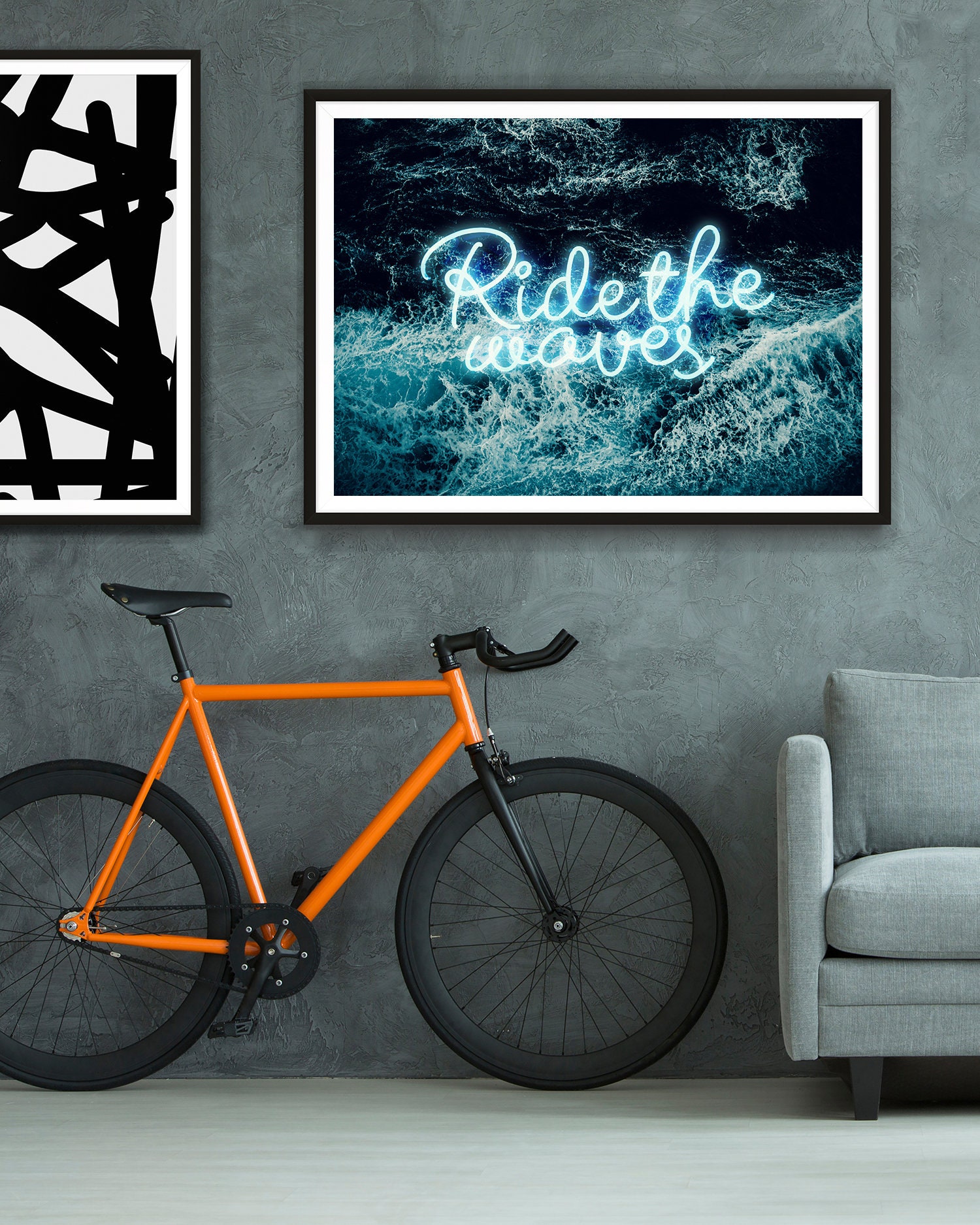 Ride the Waves Surf Neon Print Ocean Art Print Surfer Wall - Etsy