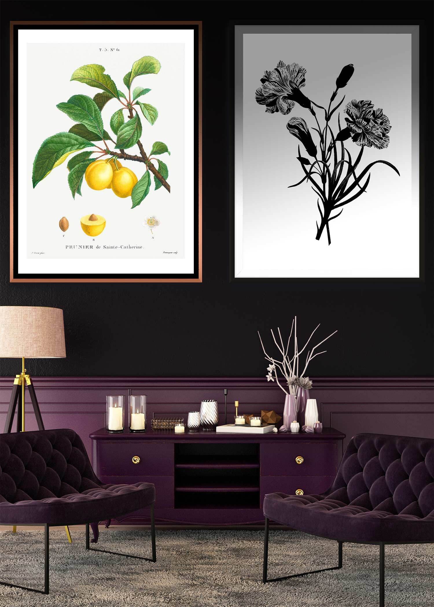 Vintage Plum Poster Lithograph Print Antique Botanical | Etsy